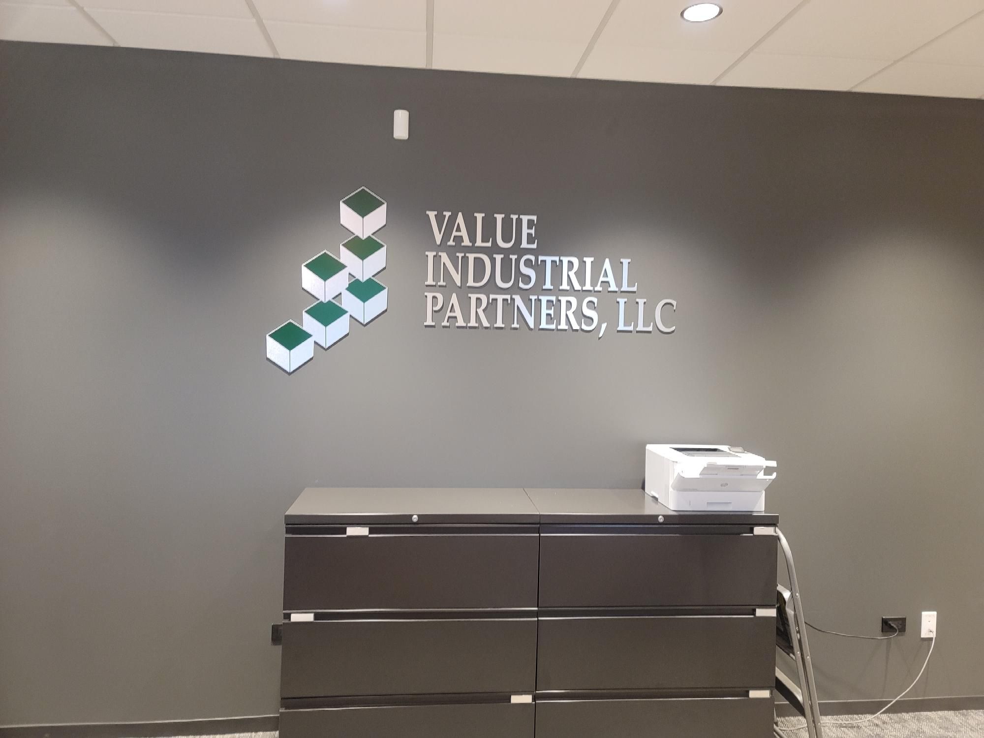 3D Letter Logo Lobby Signs in Elmhurst IL for Value Industrial Partners